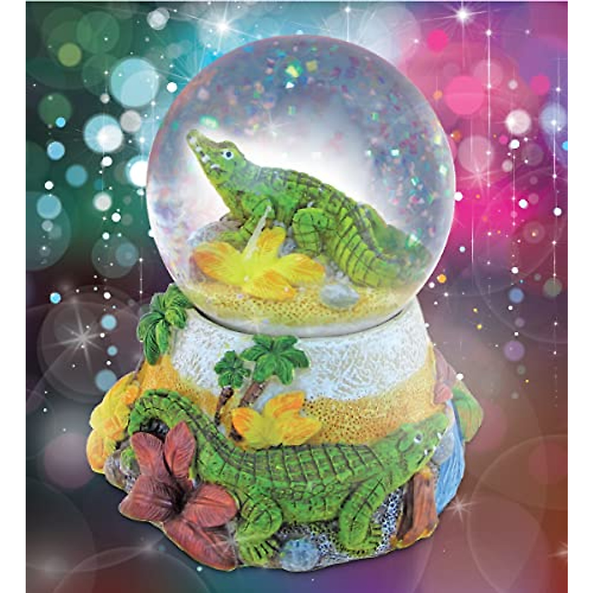 COTA Global Alligator Stone Snow Globe - Sparkly Water Globe Figurine with Sparkling Glitter, Collectible Novelty Ornament for Home Decor, for Birthdays, Christmas, and Valentine's Day