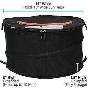 HappiBox Hat Storage Box | Stuffed Animal Toy Storage | Stackable Round Pop-up Container | Travel Hat Boxes for Women & Men | Closet Organizer w Lid | Dust Cover Cowboy Sun Beach Hats (Black, 1 Pack)