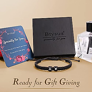 Btysun Initial Bracelets for Teen Girl and Boys Women Gifts for Girl and Boyfriend J Letter Bracelet Mom Gift Braided Adjustable Heart Charm Friend Birthday Graduation Retirement Anniversary