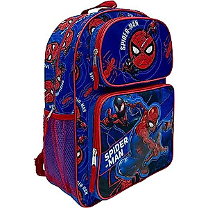 Marvel Superheroes 16" Licensed Cargo School Backpack For Boys (Spiderman Blue-Red)