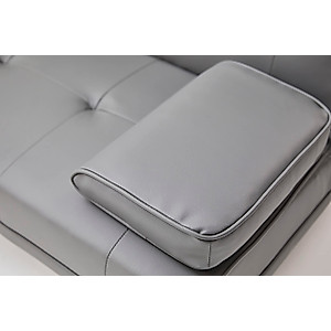 Anwick Futon Sofa Bed Faux Leather Couch Bed Modern Convertible Folding Recliner with 2 Cup Holders and Metal Legs for Living Room Apartment Dorm w/Removable Armrests, (Gray)