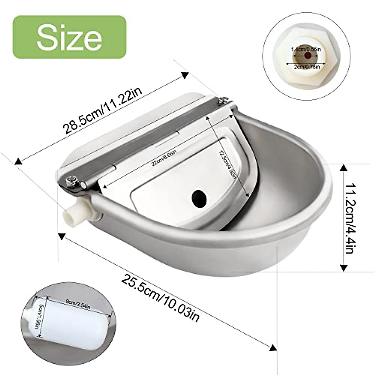 Automatic Waterer Bowl Stainless Steel Drinking Water Bowl Dispenser with Float Valve for Horse Cattle Goat Sheep Dog