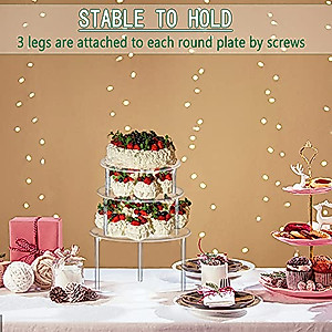 3 Pcs Acrylic Cake Stands, Akamino Reusable Round Cupcake Holder for Dessert Cake Pizza, Display Stand Party Serving Platter for Christmas Wedding Birthday Baby Shower Tea Party