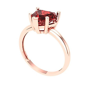 Clara Pucci 2.0 ct Heart Cut Solitaire Natural Deep Pomegranate Dark Red Garnet Bridal Designer Anniversary Engagement Ring 14k Rose Gold