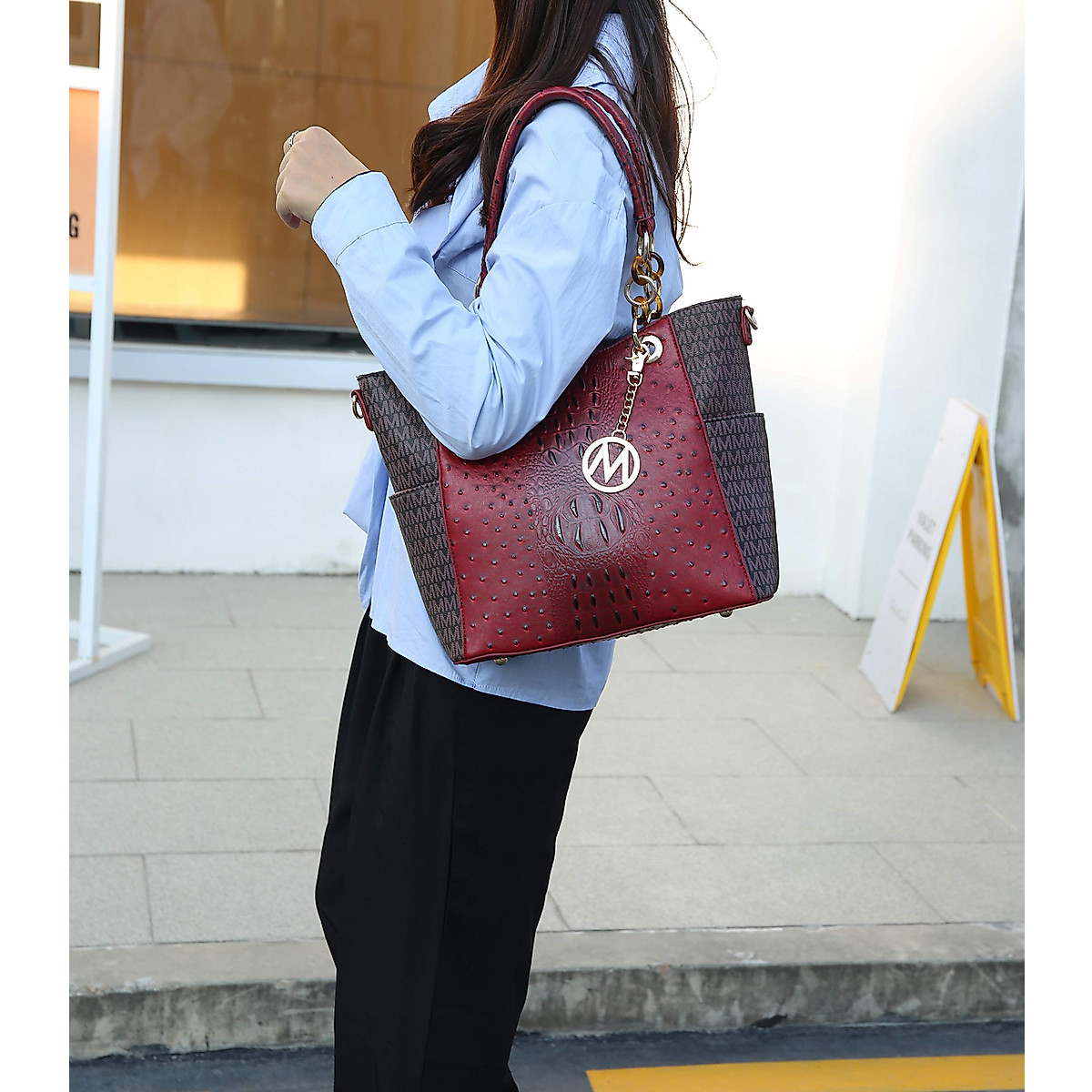 MKF Collection Shoulder Bag for Women, PU Leather Pocketbook Top-Handle Crossbody Purse Tote Satchel Handbag by Mia K