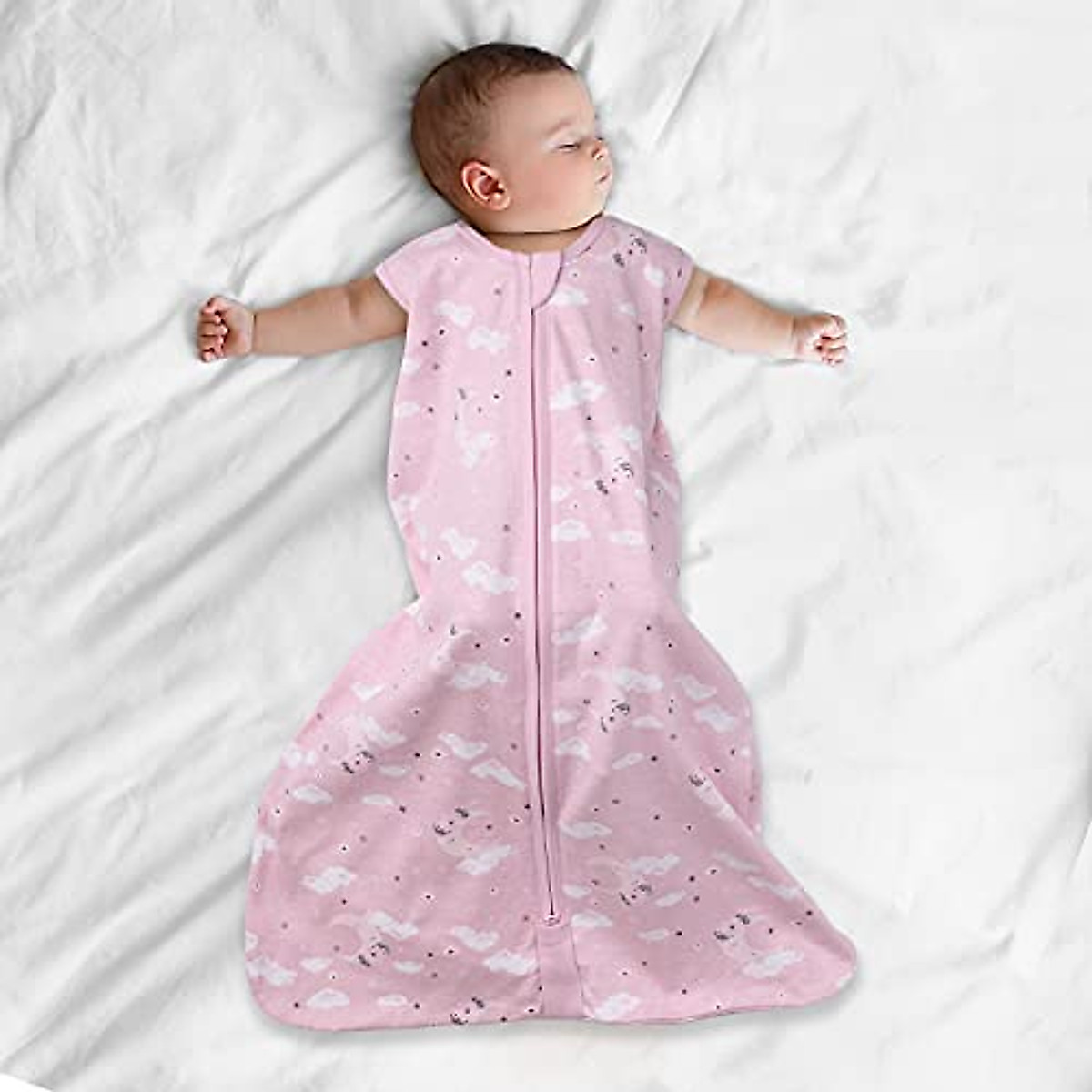 The Peanutshell Wearable Blanket Sleep Sack for Baby Girls, Pink Moon & Celestial, Sizes up to 12 Months (Small/Medium)