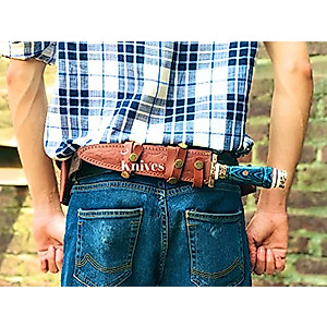 NoonKnives: custom Hand Made Damascus Steel Collectible wavy dagger Knife (blue)