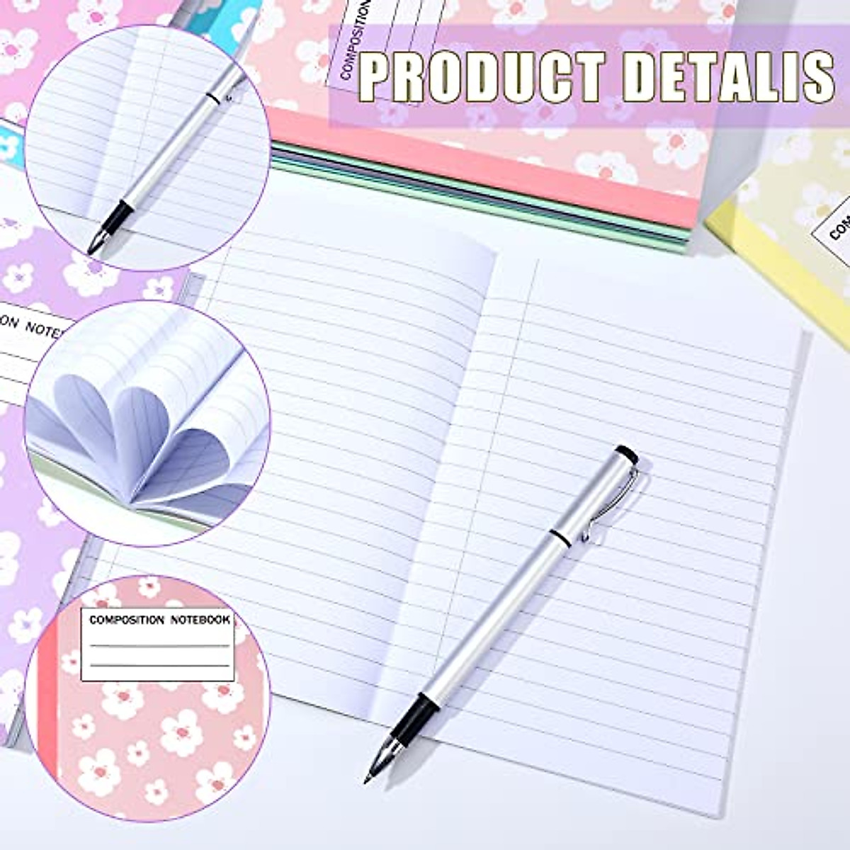 80 Packs Composition Notebook Bulk Wide Ruled Aesthetic Notebook Cute Composition Notebooks 60 Pages Colored A5 Journals For Teen Girls Students School Supplies