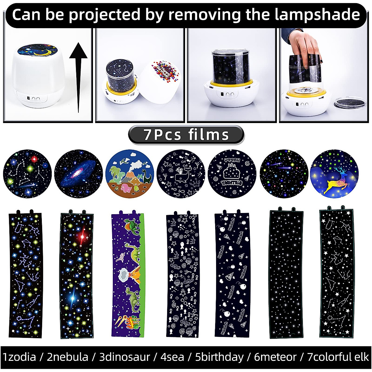 Star Night Lights for Kids, Remote Control Star Projector, with LED Timer, 360 Degree Rotating Planet Night Lighting Lamps Sky Galaxy Constellation Projection for Baby Bedrooms (Remote Flim-7 Set)