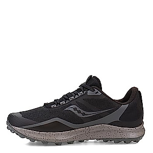 Saucony Men's Peregrine 12 Trail Running Shoe, Black/Charcoal, 11 Wide