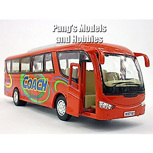 Coach Bus Diecast Metal Scale Model - SET of 4 BUSES, Red, Blue, White and Yellow