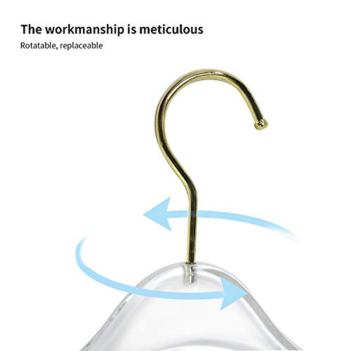 Nisorpa 10 Pack Acrylic Clear Hangers, Acrylic Crystal Clothes Hangers Clothing Standard Hangers with Gold Swivel Hook & Non-Slip Notches for Suit Coat Sweater Jacket Blouse Dress Skirts Shirts