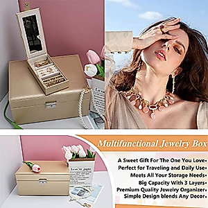 KUDASUY Jewelry Box For Women Girl Girlfriend Wife Velvet Jewelry Box Organizer Large Leather Jewelry Organizer with Removable Tray and Portable Travel Case(classic gold)