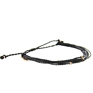 Pura Vida Rose Gold Malibu Black Bracelet - Waterproof, Artisan Handmade, Adjustable, Threaded, Fashion Jewelry for Girls/Women