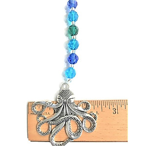 OCTOPUS CAR CHARM, Octopus Suncatcher, 7" Handmade, Gift Wrapped, Octopus Decor, Kraken, Japanese Sea Monster, Steampunk, Mirror Ornament, Window Decoration, Octopus Gift