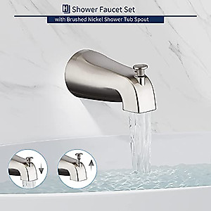 HOMELODY Shower Faucet with Tub Spout Brushed Nickel Shower Faucets Sets Complete 6 Inch Shower Head 5-Function Spray Shower Tub Kit Shower System with Single-Handle Shower Combo