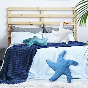 Fumete Starfish Plush Toy Pillow, 3 Pack, 20'' Stuffed Animal, Cute Coastal Decor for Kid Bedroom, Living Room, Sofa Couch (White, Green, Blue)