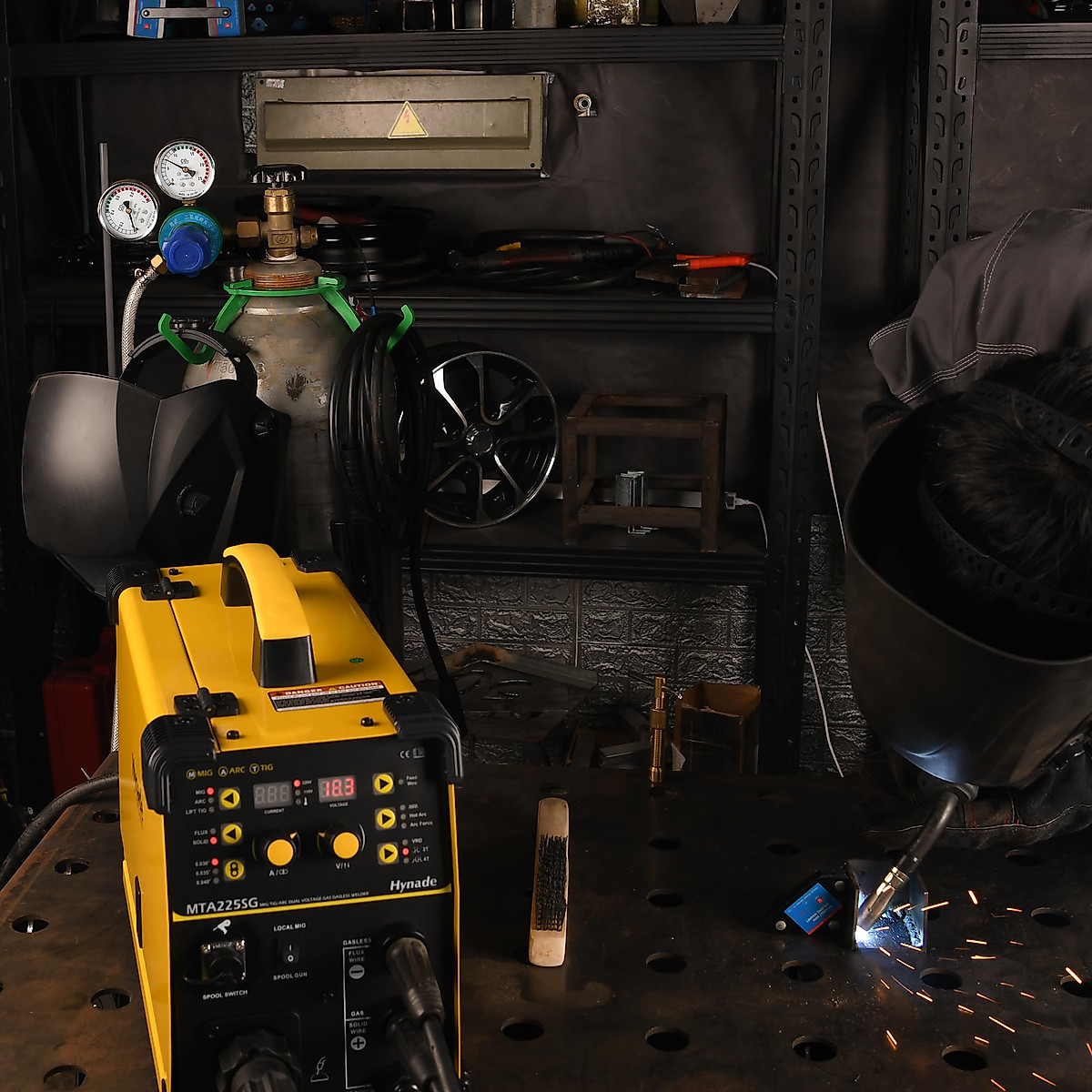 hynade Gas Tank Hanger, Three Hooks Steel Welding Hanger, Welding Accessory, Hang your Welding Helmet, TIG Torch, MIG Torch, Gloves