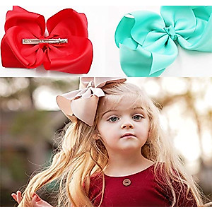 DeD 20 Pcs 8" Hair Bows Clips Boutique Grosgrain Ribbon Big Large Bows Alligator Hair Accessories For Baby Girls Teens Kids