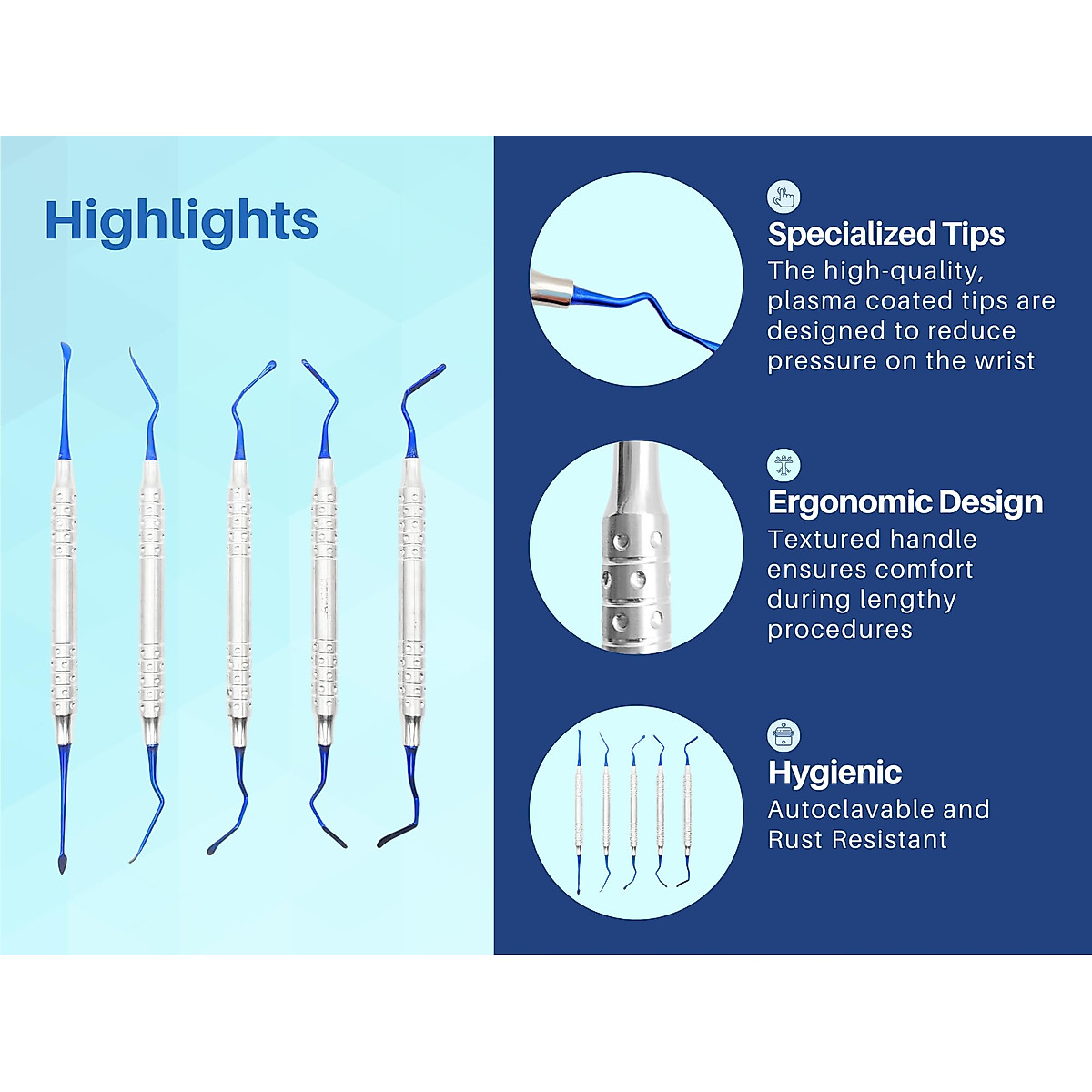 Vista Tunneling Procedure Kit (5 pcs, Blue Plasma Coating) Dental periodontologist Gum repositioning ARTMAN Brand