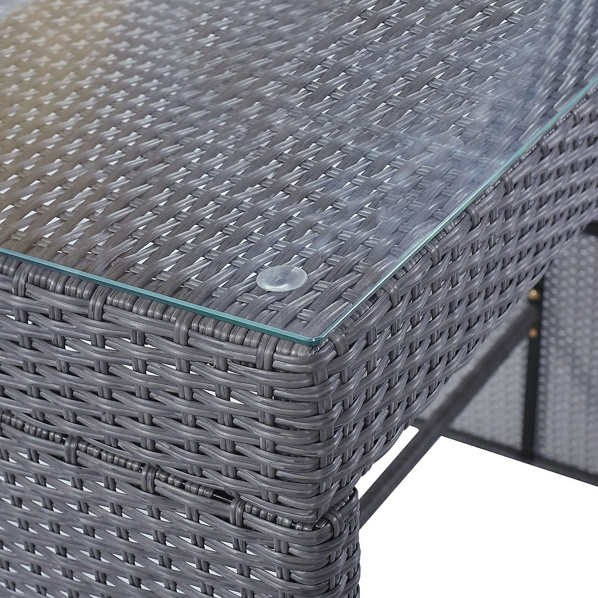 OPTOUGH 5-Piece Rattan Outdoor Patio Furniture Set Bar Dining Table with 4 Stools, Cushion+Gray Wicker