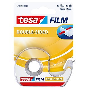 tesafilm Double-Sided Adhesive Tape - Easy hanging of Paper, Photos and Decorations, 1 Roll, 24.6 ft x 0.5 in, Transparent