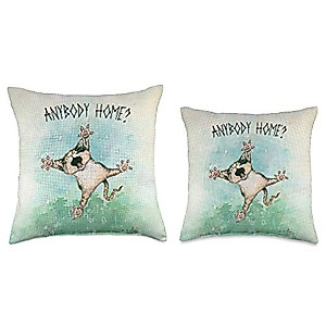 Gary Patterson Funny Cat Anybody Home Official Throw Pillow, 18x18, Multicolor