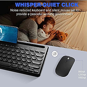 UrbanX Compact Rechargeable Wireless Multi-Device Bluetooth Keyboard and Mouse Combo with Bracket for Microsoft Surface Duo 2 Supports Windows, macOS, Android, PC, Mac, Laptop, Smartphone, Tablet