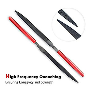10Pcs Needle File Set Hardened Alloy Strength Steel Files- Mini Needle File Set Includes Round, Tapered Round, Half Round, Barrette, Crossing, Knife, Equaling, Warding, Square, and Three Square