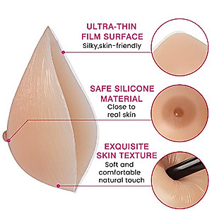 Vollence A Cup Triangle Silicone Breast Forms Fake Boobs for Mastectomy Prosthesis Crossdresser Transgender Suntan