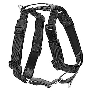 PetSafe 3 in 1 No-Pull Dog Harness - Walk, Train or Travel - Helps Prevent Pets from Pulling on Walks - Seatbelt Loop Doubles as Quick Access Handle - Reflective Accents - Medium, Black