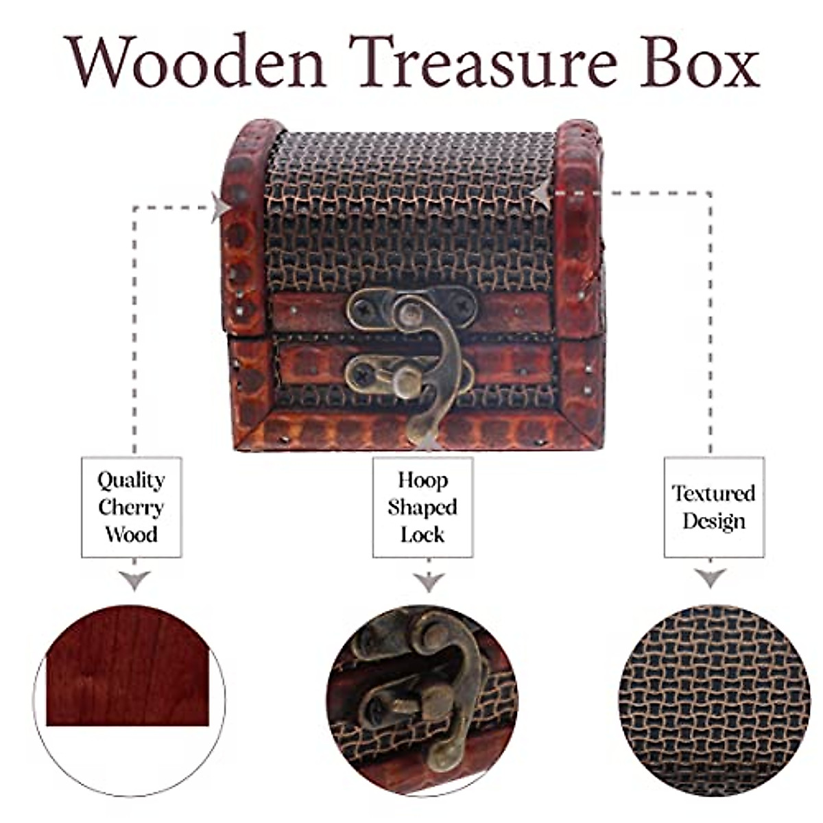 SandT Collection 3 Inch Wooden Keepsake Treasure Chest Trinket Box - Basketweave