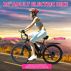 KBJPADS 26" Adult Electric Bikes 750W Motor Ebike 48V 16Ah Lithium Battery Electric Bicycles Dual Shock Absorbers 5-Speed 21MPH Mountain Beach E Bike