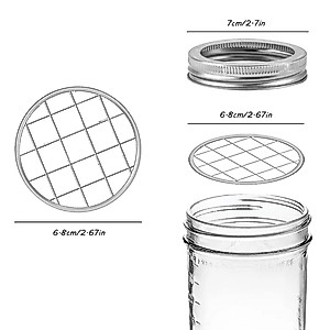 DLAND 20 Pieces Mason Jar Flower Frog Holder Lid Arrangement Flower Insert Lid Grid Organizer Lid Metal with Square Grids for Regular Standard Mouth Canning Jar.