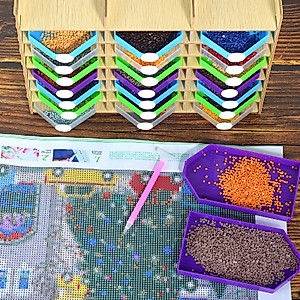 24 Grids Diamond Painting Tray Holder Organizer with 24 Pieces Large Diamond Painting Tray Diamond Art Accessories Storage Rhinestone Dot Tools for DIY Gem Art Craft Include Sticker (1)