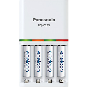 Eneloop Panasonic Rechargeable Battery Bundle with Advanced Individual 3 Hour Quick Charger (4 AAA Batteries) + 12 AAA Batteries Pack