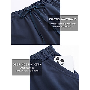 Tandisk Women's Bermuda Shorts Athletic Active Yoga Lounge Workout Gym Jogger Running Shorts with Deep Pockets Navy Blue XS