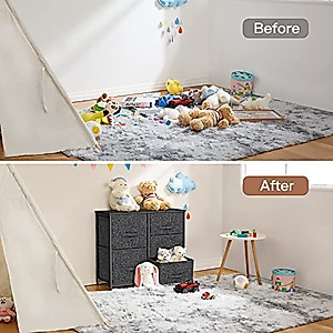 Pipishell Fabric Dresser, 5 Drawer Storage Chest Tower, Organizer Unit for Bedroom, Hallway, Entryway, Closets and Living Room -Sturdy Steel Frame, Wood Top, Easy Pull