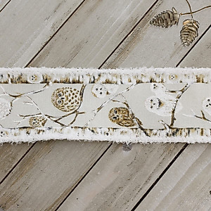 Ribbon Traditions Woodland Owls Fringe Edge Wired Ribbon 2 1/2" by 10 Yards