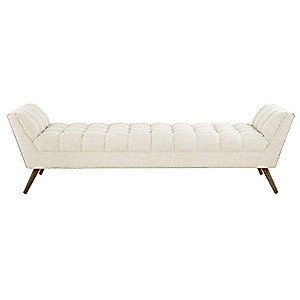 Modway Response Mid-Century Modern Bench Large Upholstered Fabric in Beige