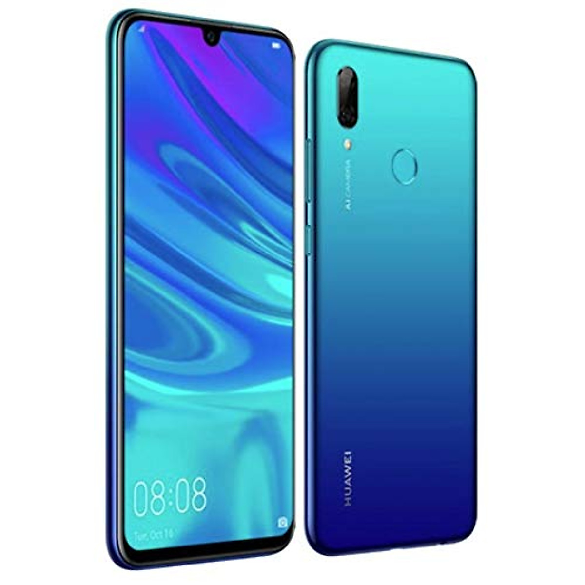 Huawei P Smart 2019 (32GB, 3GB) 6.21" FHD+ Display, Dual Camera, 3400 mAh Battery, 4G LTE GSM Dual SIM Global Unlocked (Pot-LX3) - International Version - No Warranty (Blue)