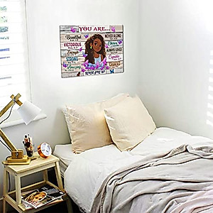 wutkefw African American Wall Art Inspirational Canvas Print Wall Art Black Art Wall Decor Black Queen Girl Painting Modern Artwork Home Decoration for Living Room Bedroom Office