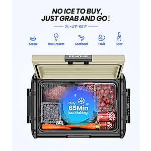 EENOUR 12V Refrigerator Portable Freezer 48 Quart/45L Battery Powered Car Fridge Energy Saving Compressor Cooler -4~50℉ 12/24V DC 110~240V AC Fast Cooling Perfect for RV Truck Van Camping Sailboat