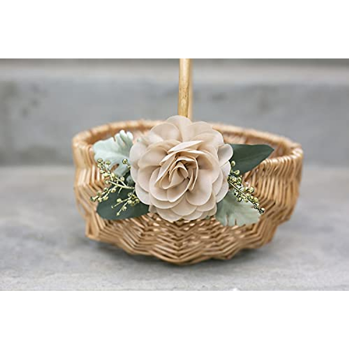 Willow Flower Girl Basket - Rustic Wood Flower Girl Basket - Country Wedding Basket w/Greenery Decor - Rattan Gift Basket by Ragga Wedding