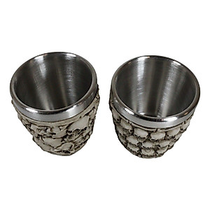 Ebros Ossuary Macabre Graveyard Piled Up Morphing Skulls And Skeleton Bones Resin Shot Glass With Stainless Steel Inner Cup Liner Skeleton Skull Shooter Drinkware Decor