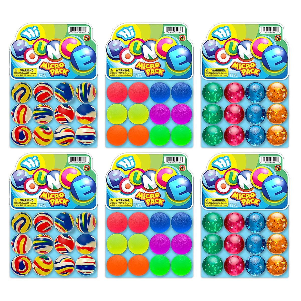 2CHILL Super Bouncy Balls Hi Bounce (6 Packs of 12 Balls) Small Toys Party Favors. Racketball Kids Prize Premium Giveaways Gift Toy. Mini Colorful Rubber Balls. Bulk Party Favors. 967-6s