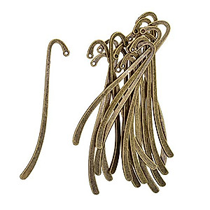 Baosity 20 Pieces Designs Metal Bookmarks Book Mark with Hook Beading Jewelry Findings Crafts x 14mm , Antique Bronze