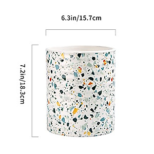LEAZUL Kitchen Utensil Holder,7.2″Extra Large Stable Terrazzo Marble Pattern Ceramic Utensil Crock,Utensil Organizer for Countertop,Kitchen Decor,Utensil Holder for Housewarming,Wedding Gift Blue