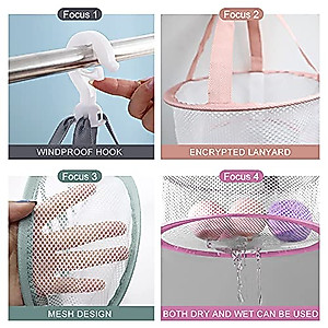 Mini Mesh Shower Dry Basket, Hanging Drying Net, Bath Organizer Storage for Makeup Brush, Beauty Sponge Blender, Windproof Airing Drip Dryer Rack for Bathroom, Laundry (Gray)