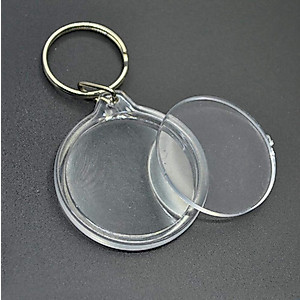 UPSTORE 25PCS 1.4inch Inner Diameter Round Clear Acrylic Blank Passport Photo Logo Image Inserts Split Keychain Keyrings Wallet Friendly Picture Snap-in Frame Key Ring for Women and Men